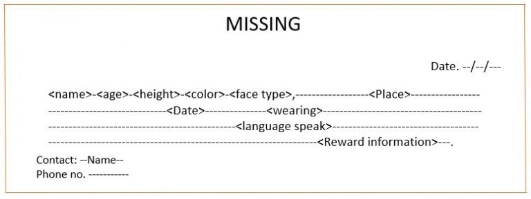 Missing Person Advertisement Format and Example – PERFORMDIGI