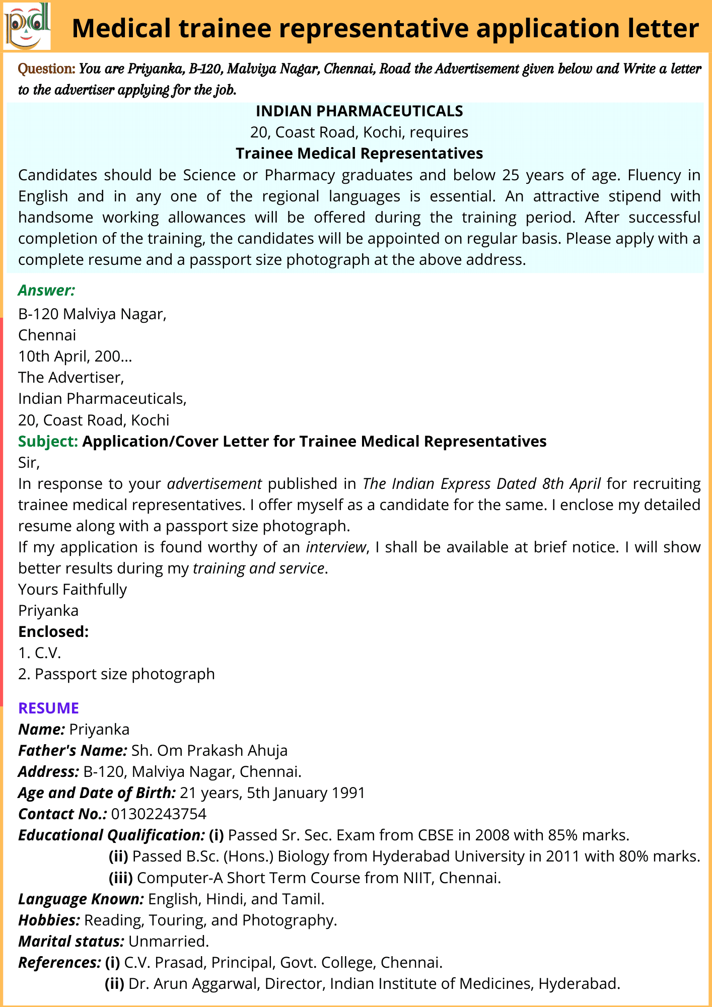 Medical Trainee Representative Application Letter – PERFORMDIGI