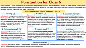 Punctuation for Class 6 | Types, Examples, Exercise With Answers, PDF