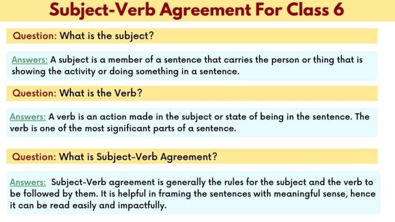 Subject Verb Agreement for Class 6, Worksheet, Rules, PDF – PERFORMDIGI