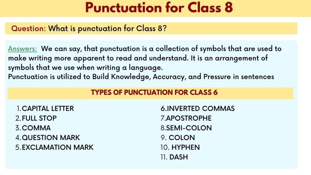 Punctuation for Class 8, Types, Exercise, Quiz and pdf – PERFORMDIGI
