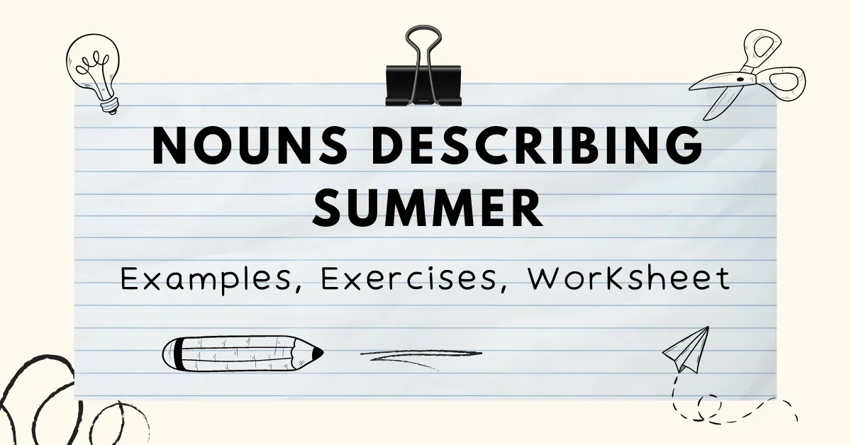 20+ Examples of Nouns Describing Summer Exercises, Worksheet